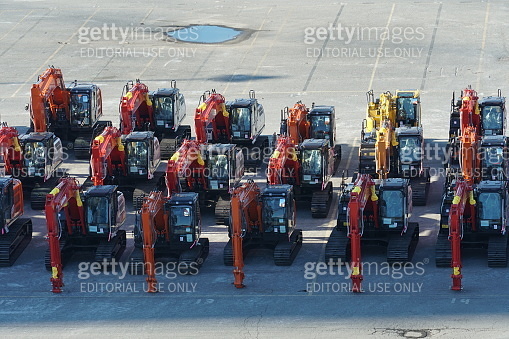 Excavators, heavy construction equipment consisting of boom, dipper ...