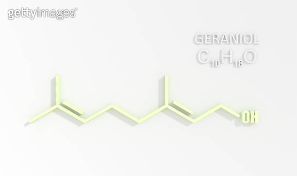 Geraniol chemical structure. Primary component of rose oil and ...
