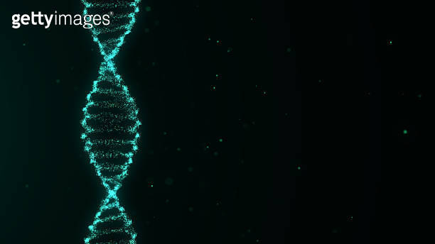Abstract moving DNA wave with dots and lines. Concept network ...