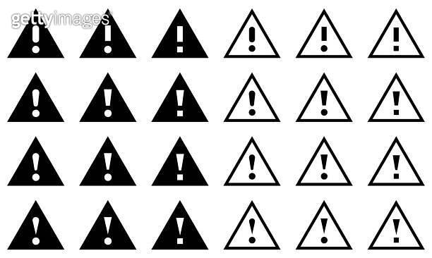 Vector illustration set of caution like marks in various patterns ...
