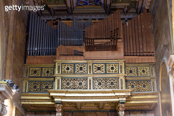Pipe organ in Santa Francesca Romana. Roman Forum. Rome, Italy ...