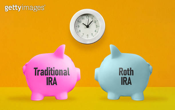 Traditional IRA or Roth IRA retirement plans on the conceptual business ...