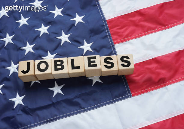 Jobless is shown using the text. Massive job cuts in USA. Loss of ...