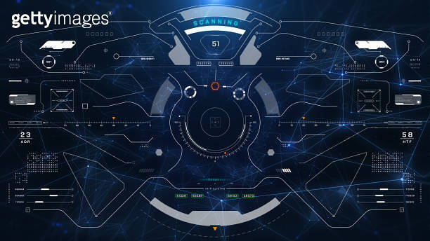 HUD Futuristic Technology UI Control Interface Screen Panel Fly Through ...