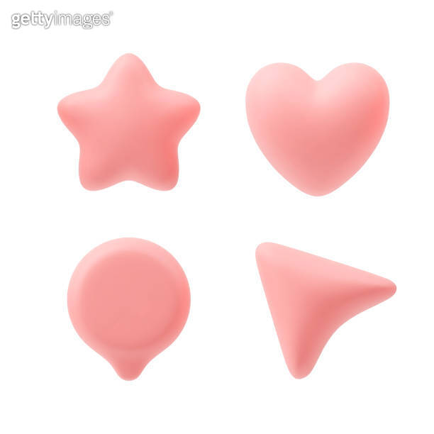 3D icons of pink star, heart, speech bubble and arrow (2202200542) 일러스트 ...