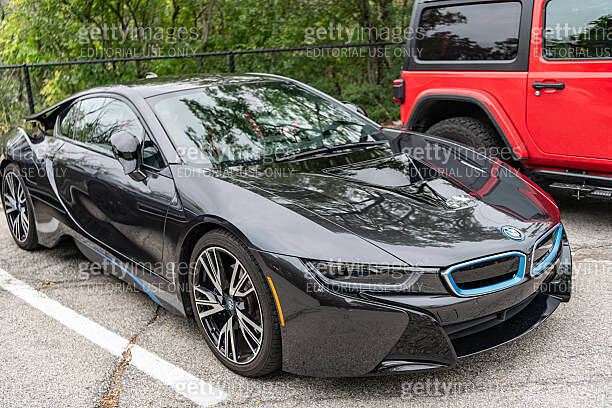 BMW i8 Giga world black color. BMW i8 Giga world parked on the street ...