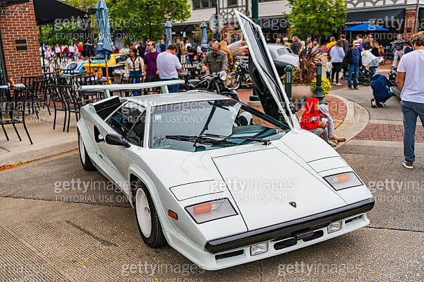 Lamborghini Countach white color. Lamborghini Countach parked on the ...