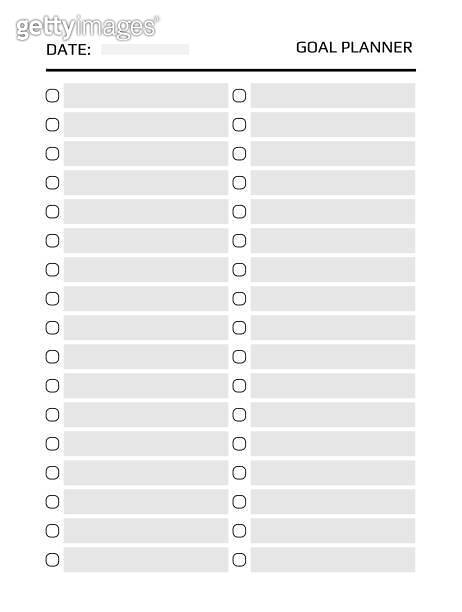 Goal planner. Paper sheet for scheduling, minimal style template for ...