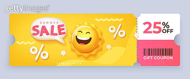 25 per cent off sale voucher coupon with 3d sun. (2211356225) 일러스트, 무료 ...