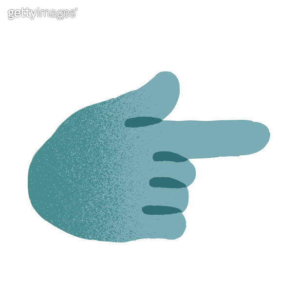 Human hand pointing right by forefinger in doodle style, flat cartoon ...