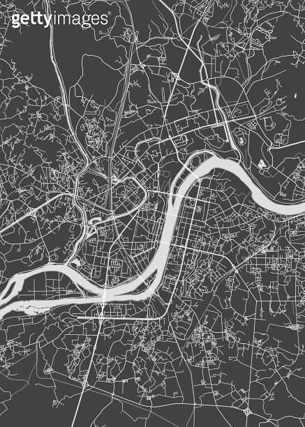 City map Pyongyang, monochrome detailed plan, vector illustration ...
