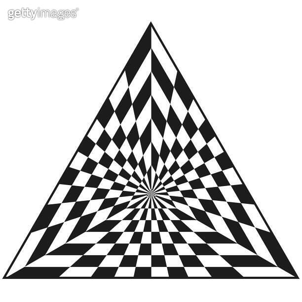 Black triangle pattern. Optical illusion graphic. Geometric vector art ...