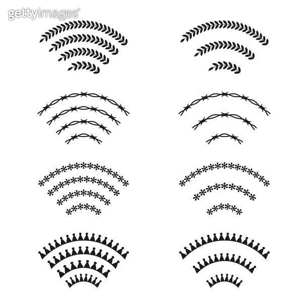 Decorative arc patterns. Wi Fi inspired shapes. Barbed wreath elements ...