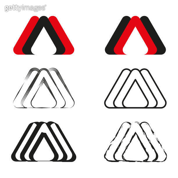 Abstract triangle icon. Geometric vector shape. Bold layered symbol ...