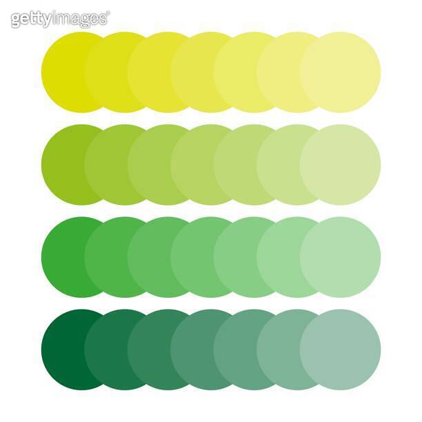 Gradient color palette. Green to yellow shades. Circular shape ...