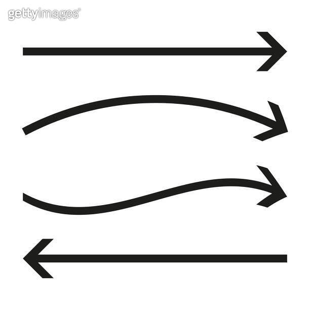 Arrow movement icon. Direction flow symbol. Wavy arrow concept. Vector ...