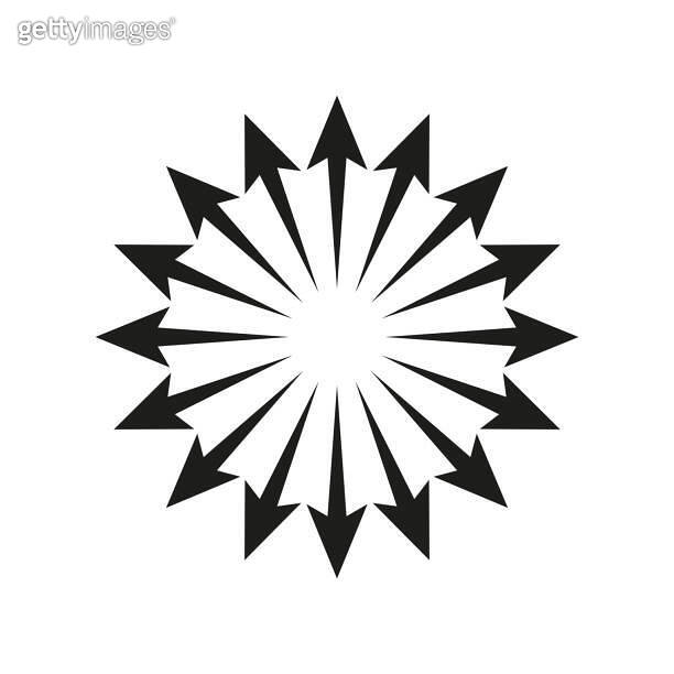 Sunburst arrow icon. Radiating arrow pattern. Geometric arrow design ...