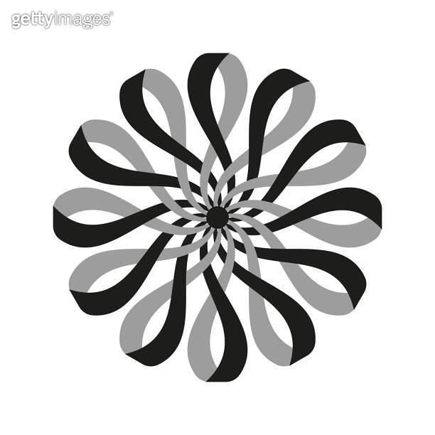 Monochrome spiral icon. Twisting ribbon form. Abstract helix pattern ...