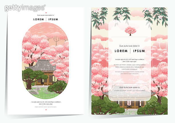 Vector Illustration Template set of Traditional Korean Architecture ...