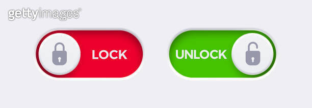 Lock and Unlock toggle switch buttons with open lock and closed lock ...