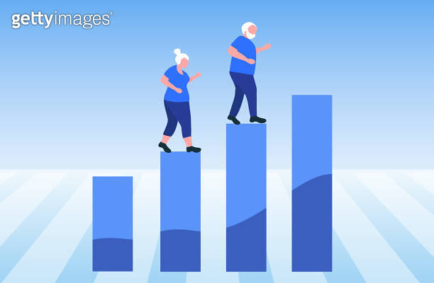 Aging society concept, world population aging because of low birth ...