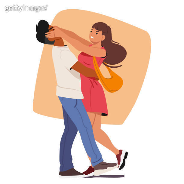 Young woman cartoon character putting strong pressure on robber bandit ...