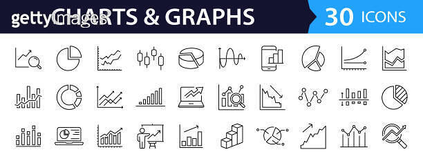 Graphs and Graphs set of web icons in line style. Charts and diagram ...
