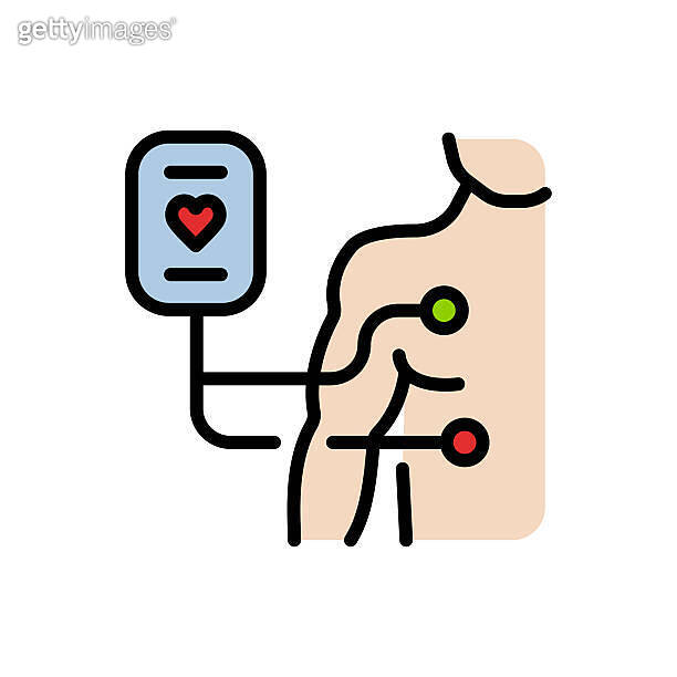Holter Monitor Color Icon. Portable ECG Monitoring. Dynamic ECG System ...