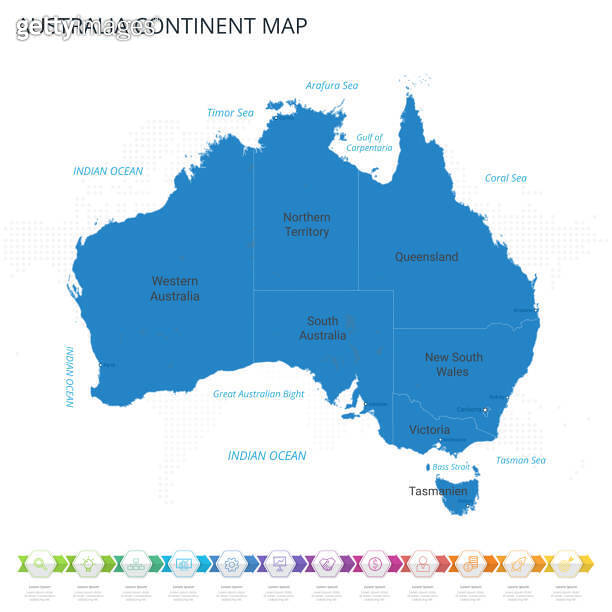 Australia Continent Map - Infographic detailed map with regions and ...