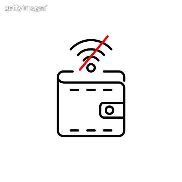 Wallet and no wi-fi symbol. Offline transactions, no access to online ...