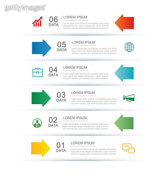 6 data infographics tab index layout template. Illustration business ...