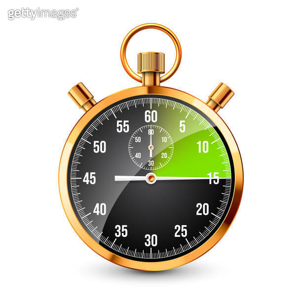 Realistic classic stopwatch. Shiny golden metal chronometer, time ...