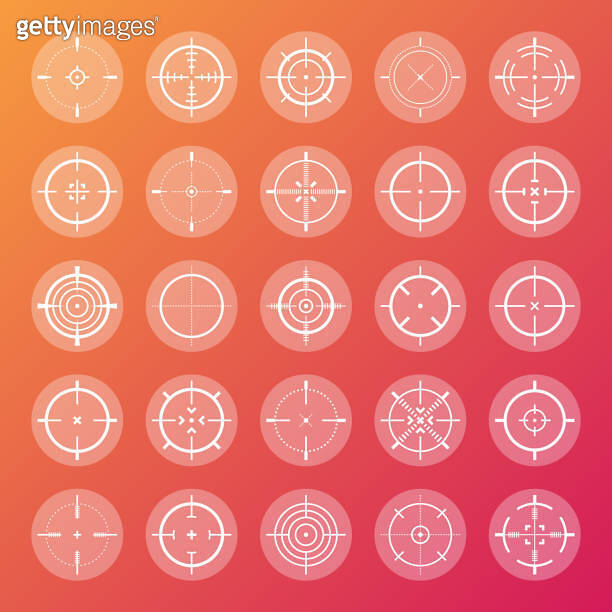 Colorful sniper rifle sights, weapon optical scope crosshair. Hunting ...