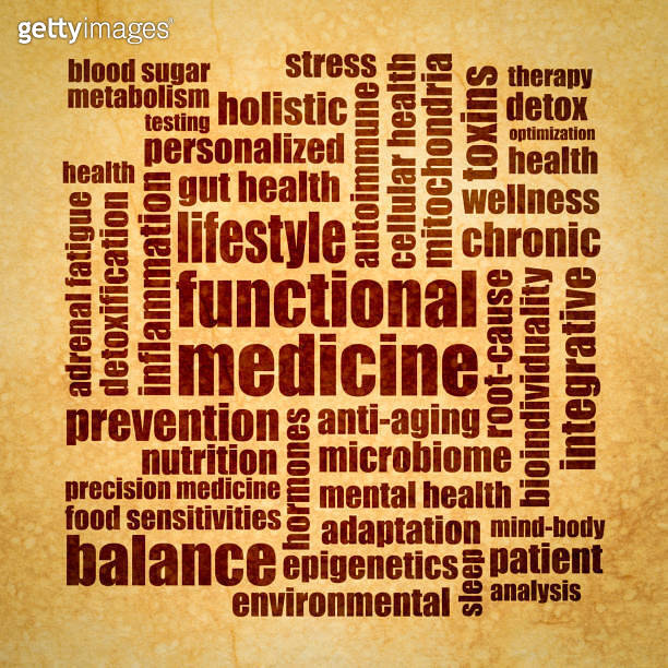 Functional medicine, holistic approach to health, word cloud on art ...