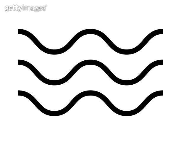 Waves icon. Water emblem. Undulated parallel horizontal black lines ...