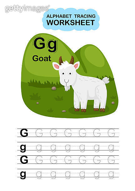 Illustration Isolated Animal Alphabet Tracing Worksheet Letter G-Goat ...