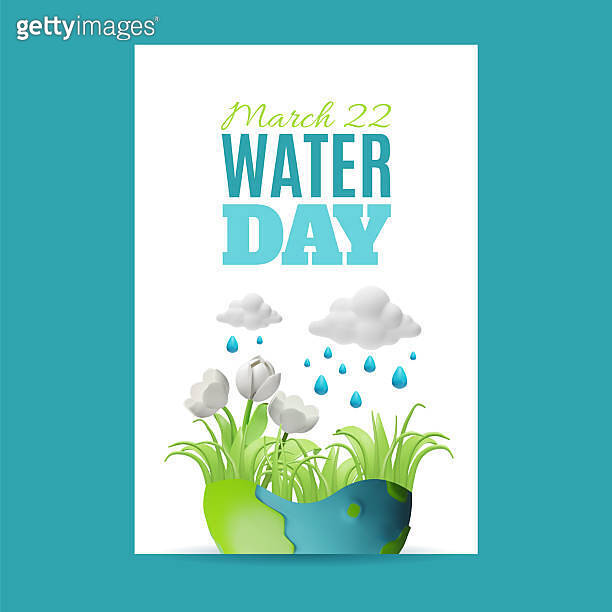 World water day, 22 March 3D vector poster, planet Earth and rain drops ...