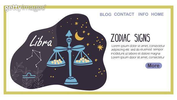 Landing page with zodiac sign, Libra, Zodiac sign, round sticker ...