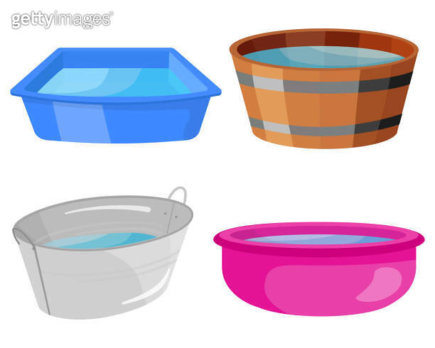 Set of beautiful water baths in cartoon style. Vector illustration of ...
