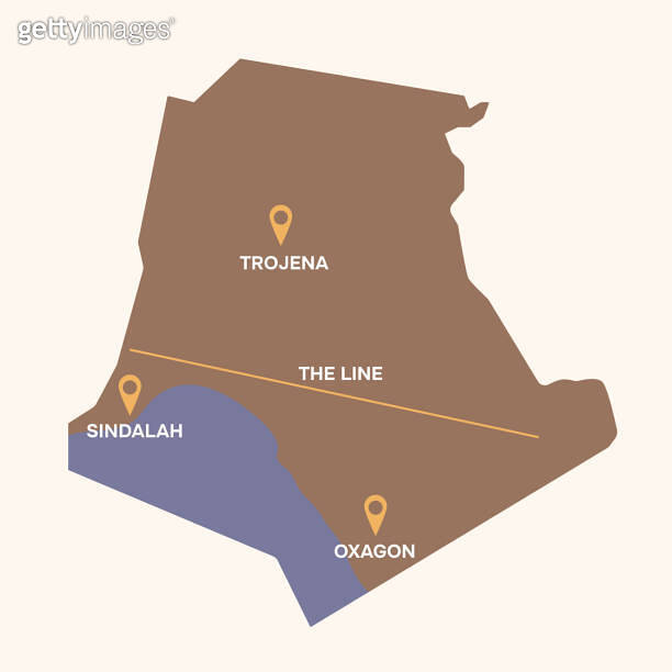 Neom map. New City of Saudi Arabia. Smart and tourist area in the ...