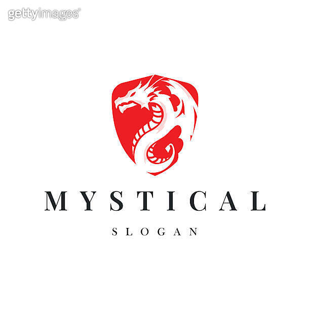 mystical animal legend design with simple dragon logo silhouette and ...