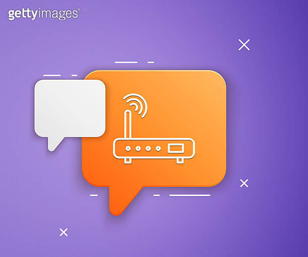 White Router and wi-fi signal icon isolated on purple background ...