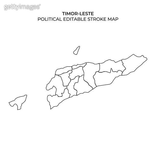 Outline map of Timor Leste showing political divisions and regions ...