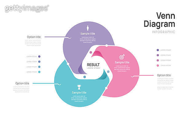 Venn diagram chart template business infographic circle 3 steps ...