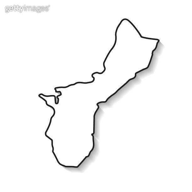 Guam map with black outline and shadow on white background (2192927761 ...