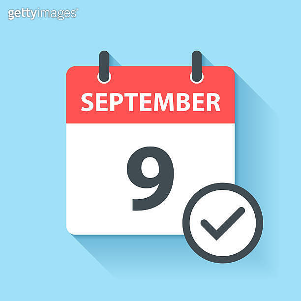 September 9 - Daily Calendar Icon in flat design style (2217077715 ...