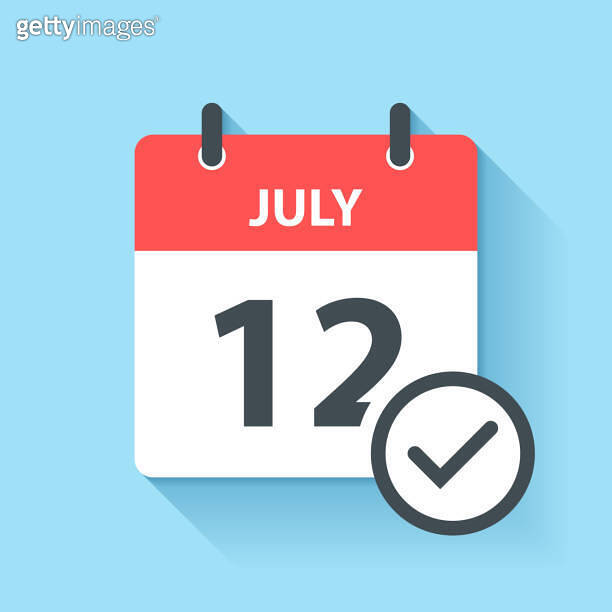 July 12 - Daily Calendar Icon in flat design style (2206618327) 일러스트 ...