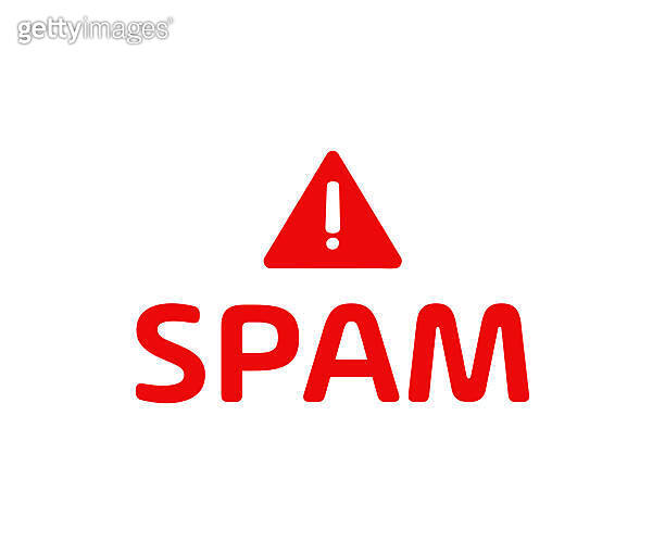 Red attention danger symbol SPAM icon. Alert danger caution symbol ...