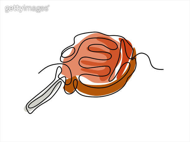 Steak continuous line drawing. One line art of veal, pork, beef, veal ...
