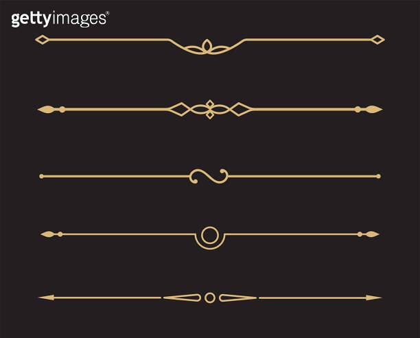 Set of Vintage decorative golden lines. text dividers. Gold line border ...